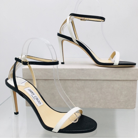 Jimmy Choo | Shoes | Jimmy Choo Minny 85 Black White Heel Sandals ...